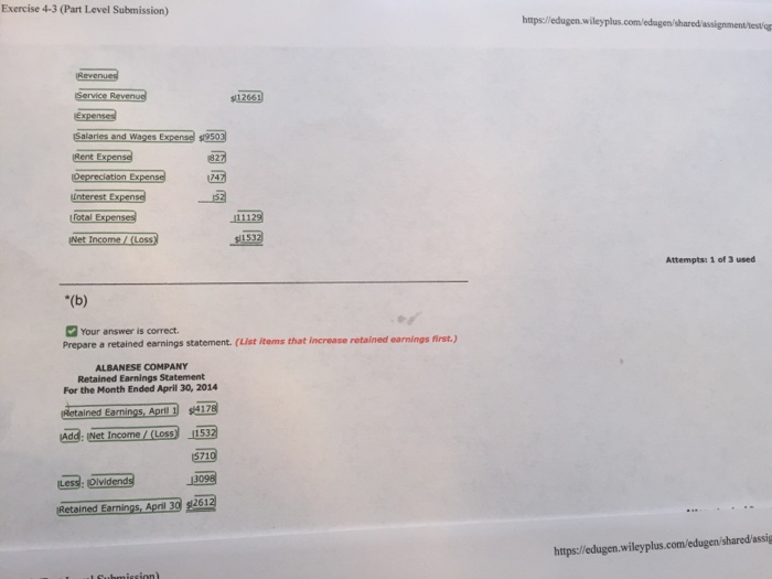 Solved Print by: EVAN Exercise 4-3 (Part Level Submission) | Chegg.com