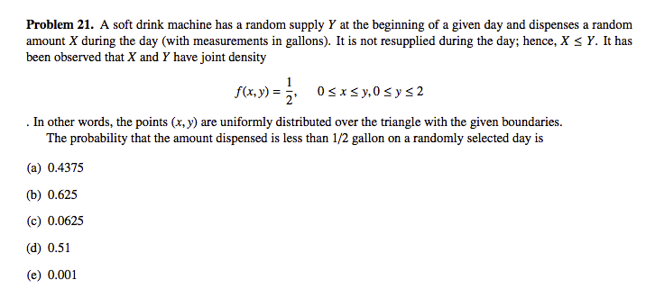 Solved A soft drink machine has a random supply Y at the | Chegg.com