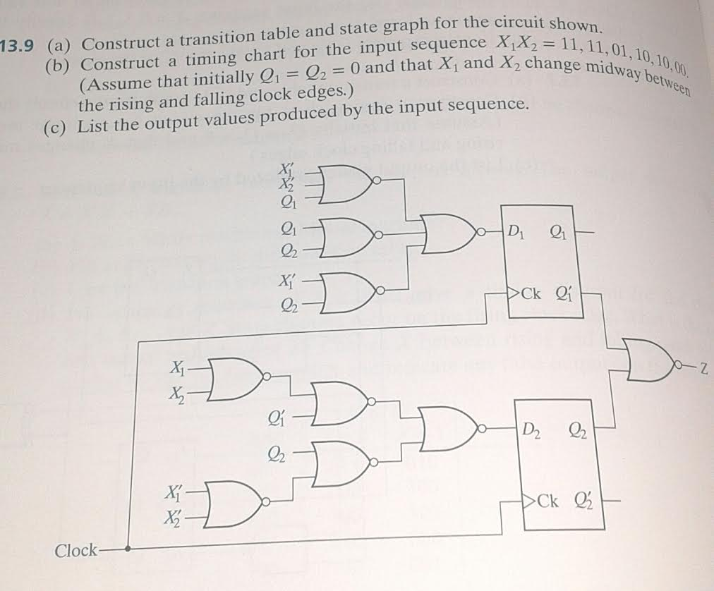 Solved 13 9 Construct A Transition Table And State Graph For