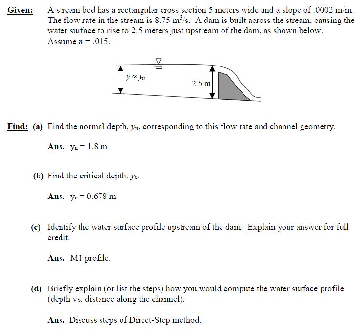 Solved A stream bed has a rectangular cross section 5 meters | Chegg.com