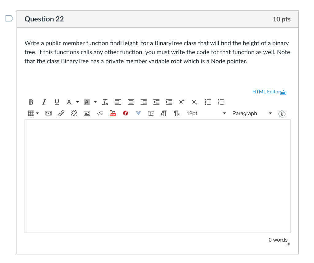 Solved D Question 22 10 pts Write a public member function | Chegg.com