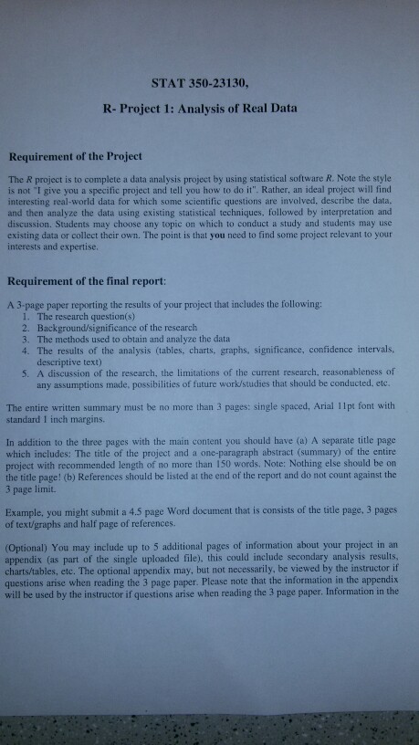 Solved can someone help me on my Statistics Project. I tried | Chegg.com