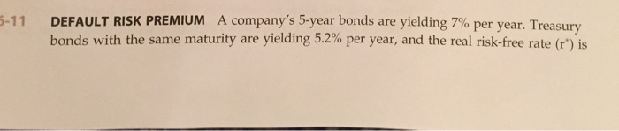Solved DEFAULT RISK PREMIUM A company's 5-year bonds are | Chegg.com