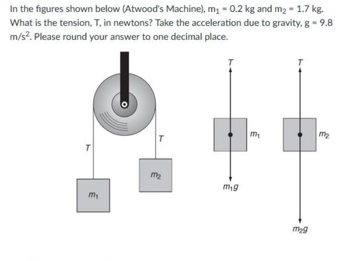 Solved In the figures shown below (Atwood's Machine), m1 = | Chegg.com