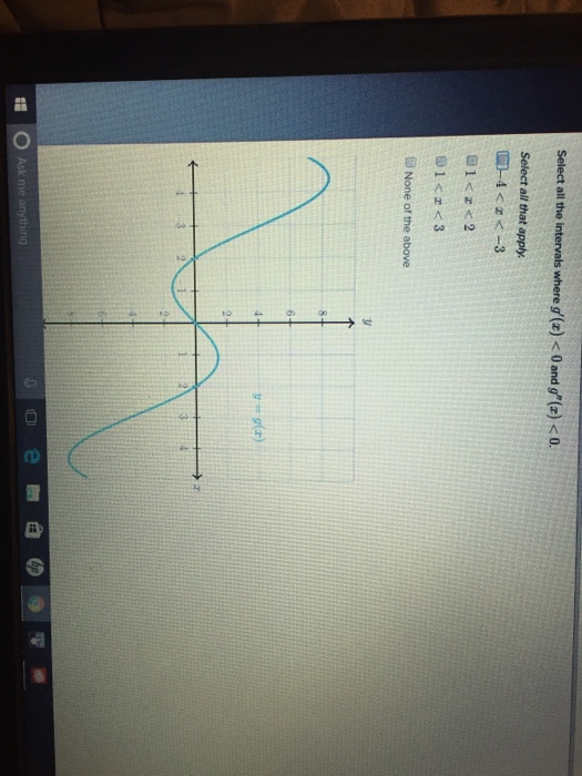 Solved Select all intervals where g'(x) and g''(x) is less | Chegg.com