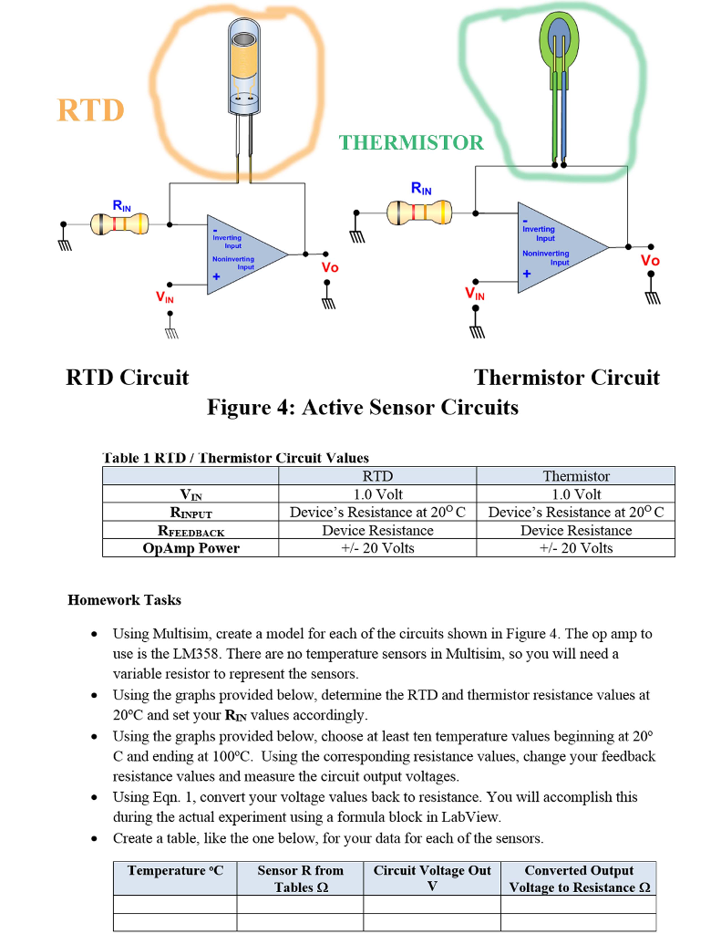 RTD THERMISTOR IN RIN Input Vo Vo IN IN RTD Circuit | Chegg.com