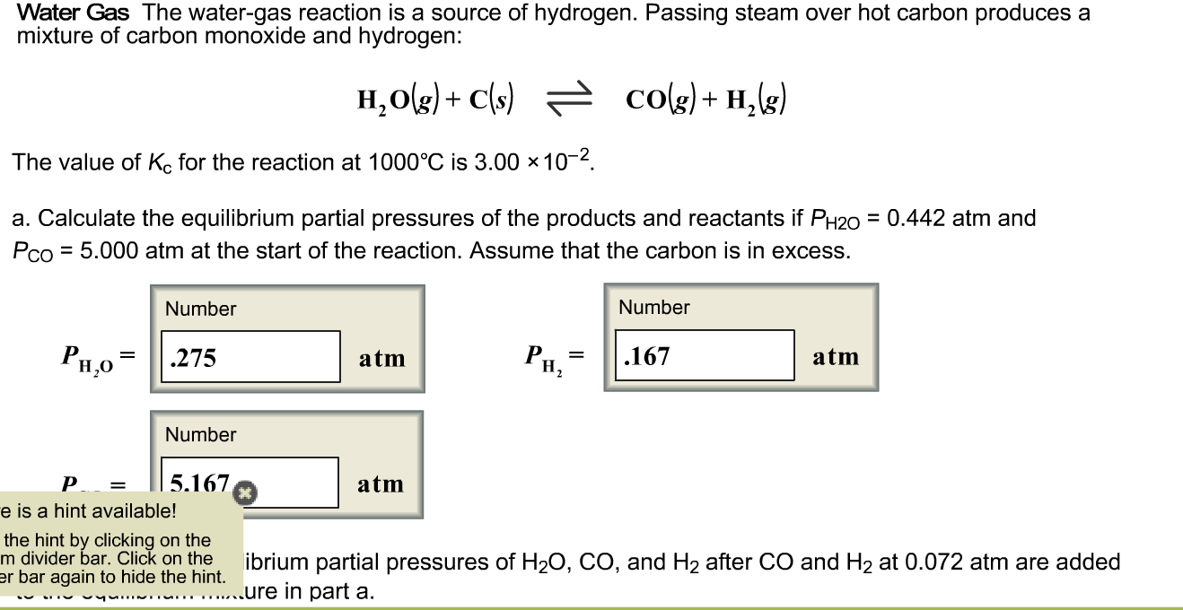 Solved Water Gas The water-gas reaction is a source of | Chegg.com