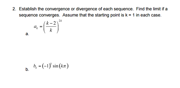 Solved Establish the convergence or divergence of each | Chegg.com