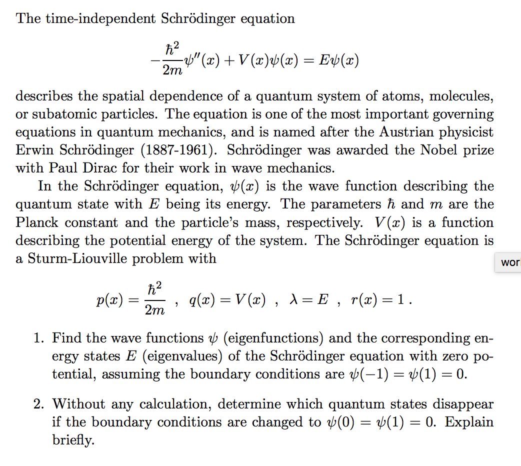 The time-independent Schrödinger equation describes | Chegg.com