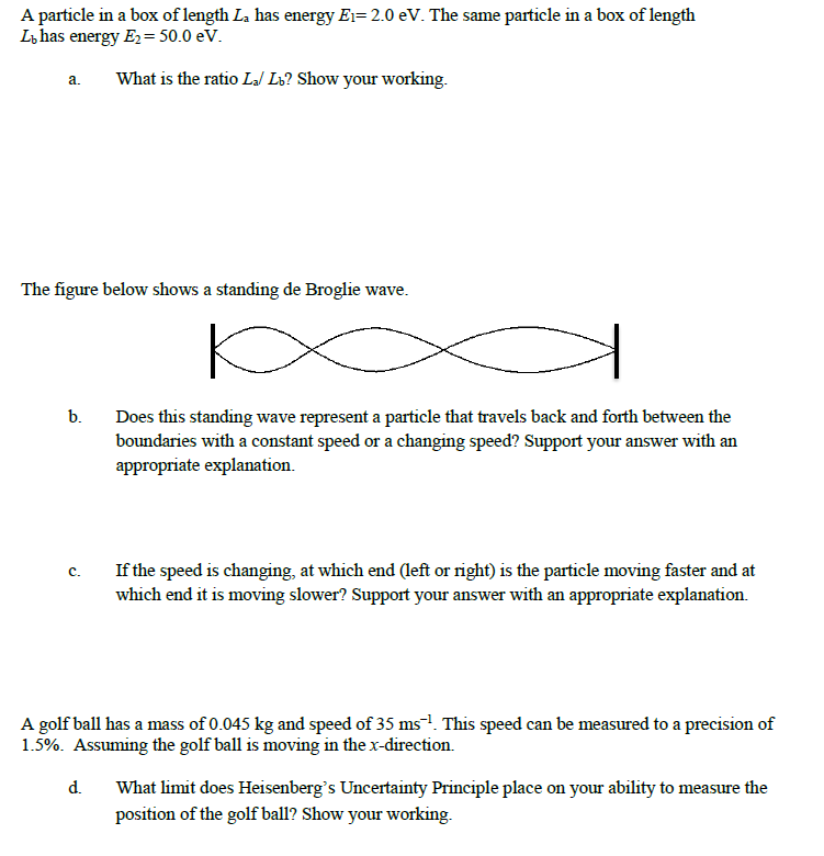 Solved A particle in a box of length L. has energy E1- 2.0 | Chegg.com