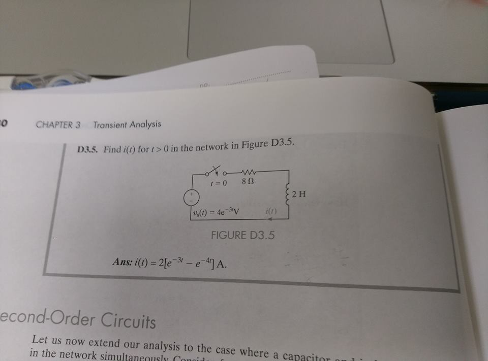 Solved 0 CHAPTER 3 Transient Analysis D3.5. Find i() for t> | Chegg.com