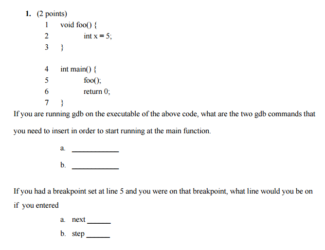 Solved void foo() {int x = 5;} int main() {foo(); return | Chegg.com Solved void foo() {int x = 5;} int main() {foo(); return | Chegg.com