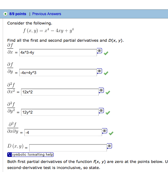 Solved Consider the following. F(x,y) = x4 - 4xy + y4 Find | Chegg.com