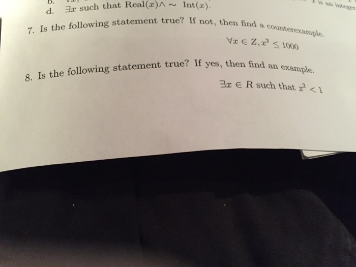 Solved Is the following statement true? If not, then find a | Chegg.com