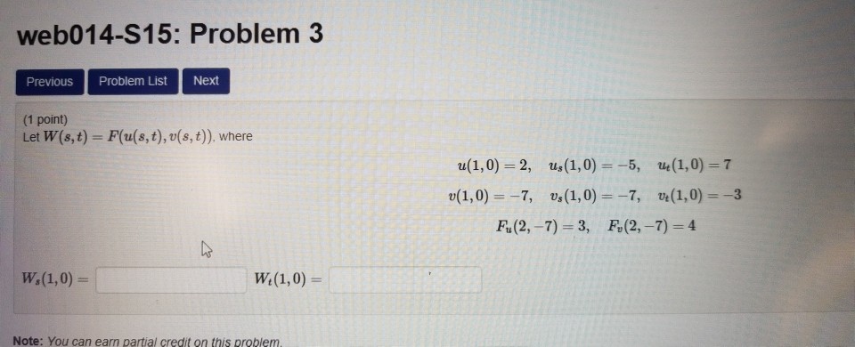 Solved web014-S15: Problem 3 Previous Problem ListNext (1 | Chegg.com