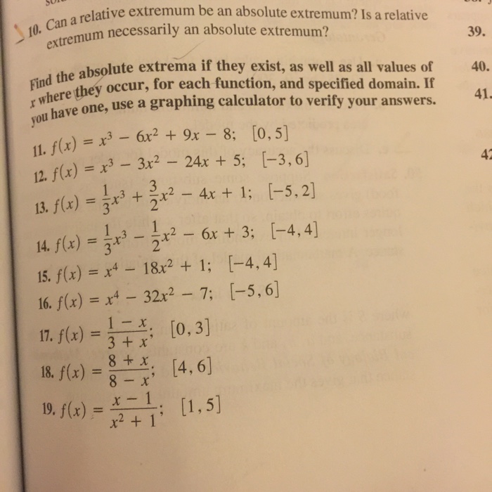 Solved Can a relative extremum be an absolute extremum? Is a | Chegg.com