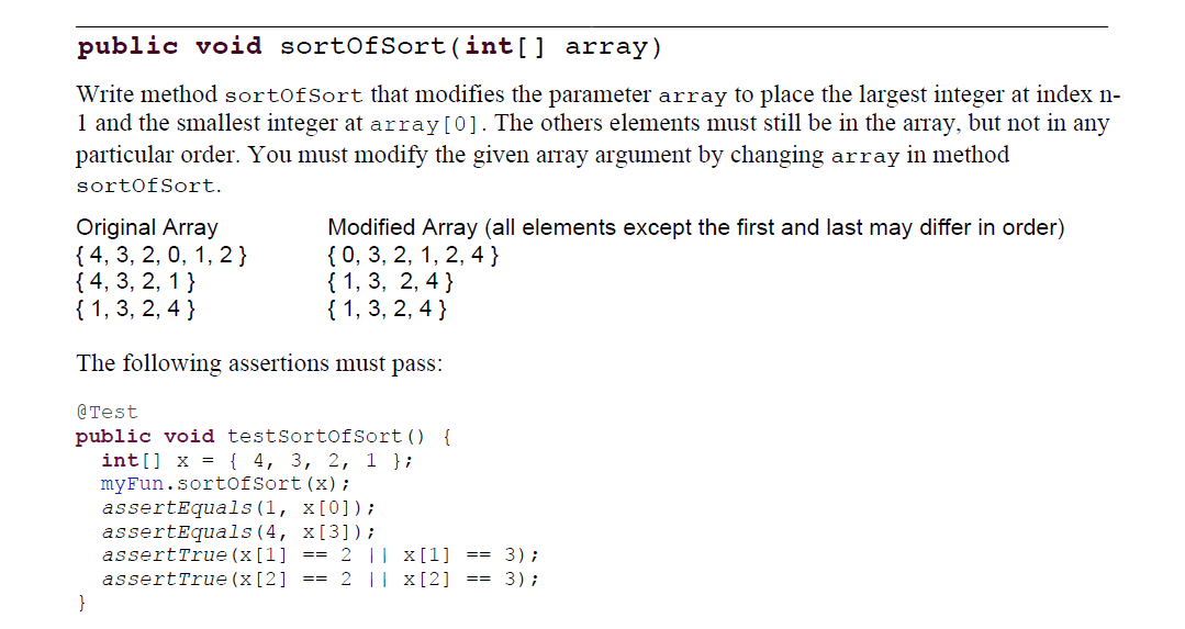 Solved Write method sortOf Sort that modifies the parameter | Chegg.com