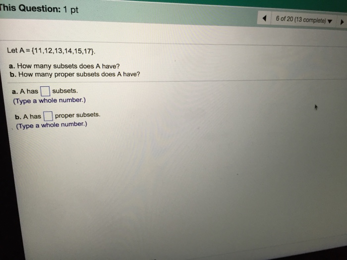 Solved Let A = {11, 12, 13, 14, 15, 17}. How many subsets | Chegg.com