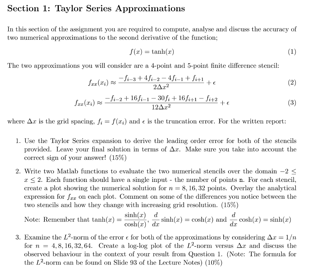 Solved Section 1 Taylor Series Approximation S In This