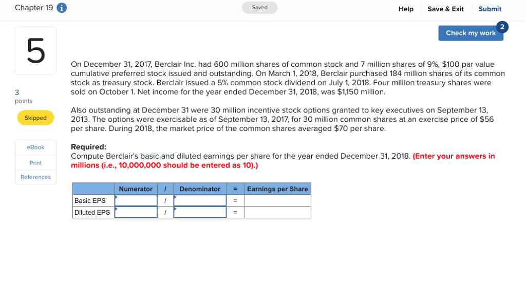 Solved Chapter 19 Saved Help Save & Exit Submit 2 Check my | Chegg.com