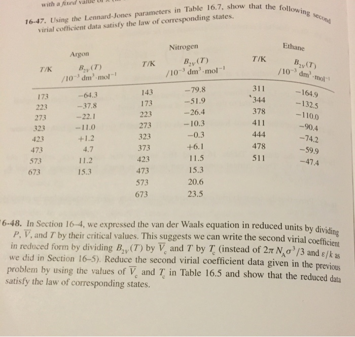 Using the Lennard-Jones parameters in Table 16.8, | Chegg.com