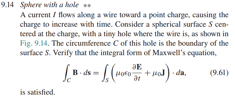 Solved 9.14 Sphere with a hole A current I flows along a | Chegg.com