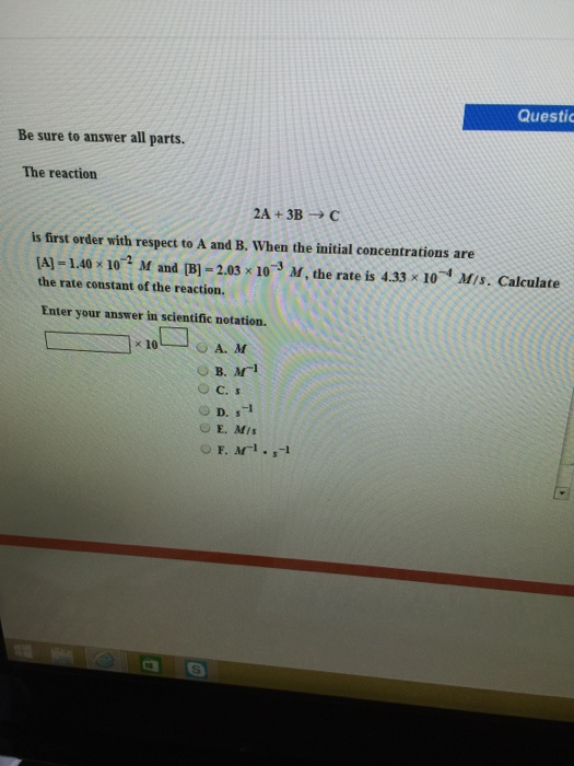 Solved Be sure to answer all parts. The reaction 2A + 3B - > | Chegg.com