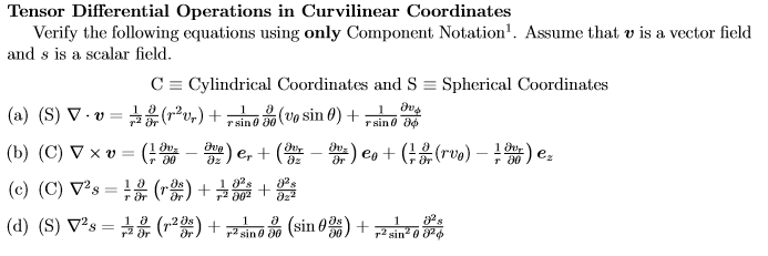 Solved Tensor Differential Operations in Curvilinear | Chegg.com