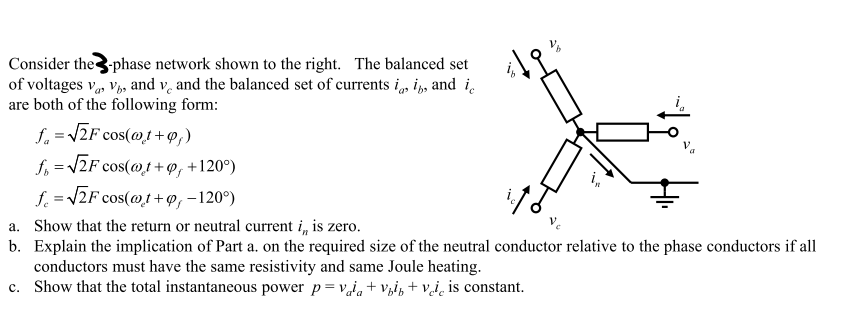 Solved Consider the3 phase network shown to the right. The | Chegg.com