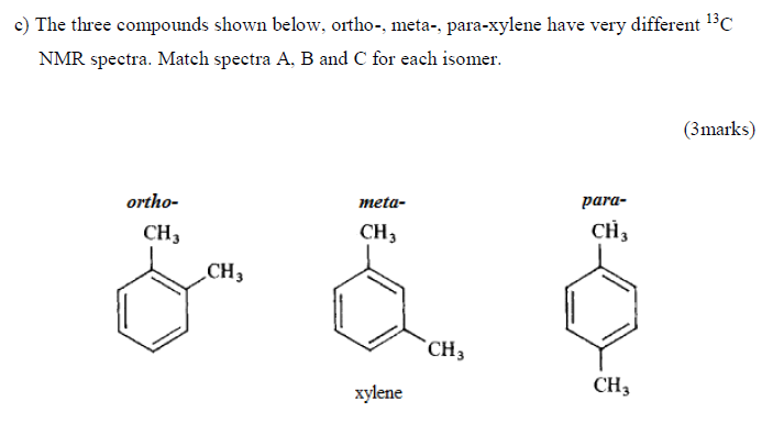 Solved e) The three compounds shown below, ortho-, meta-, | Chegg.com