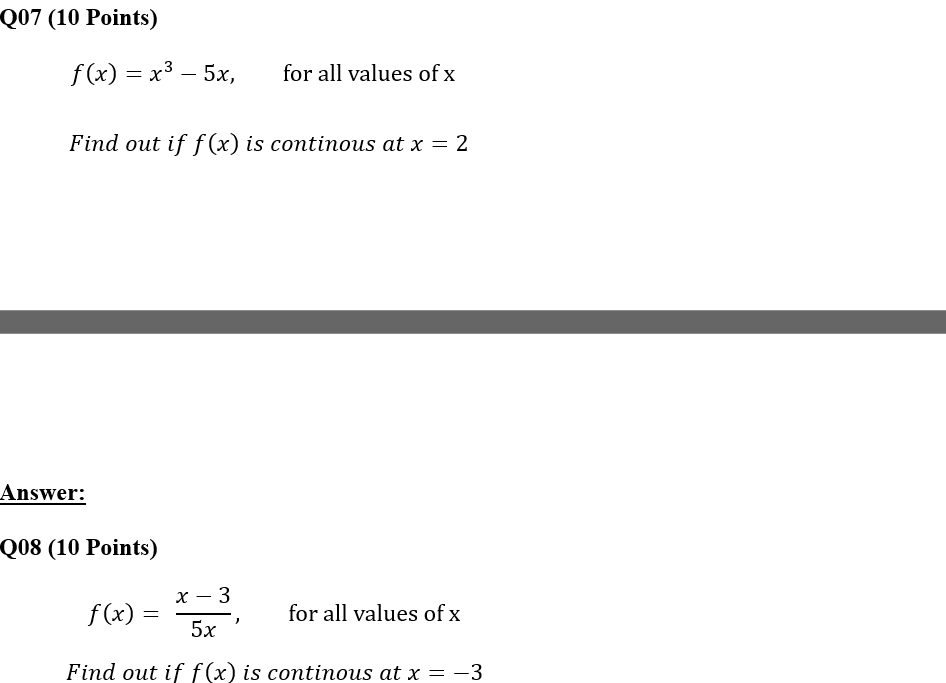 Solved Q05 10 Points Consider The Following Functions F 