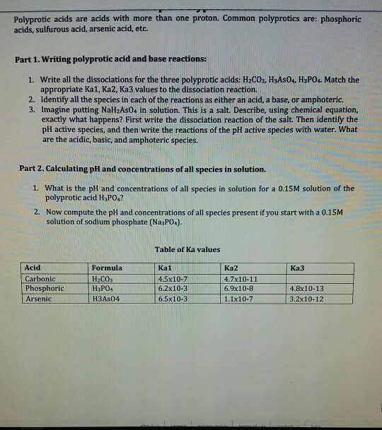 Solved Polyprotic acids are acids with more than one proton. | Chegg.com