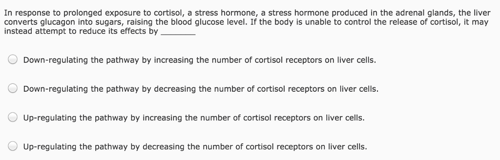 Solved In response to prolonged exposure to cortisol, a | Chegg.com