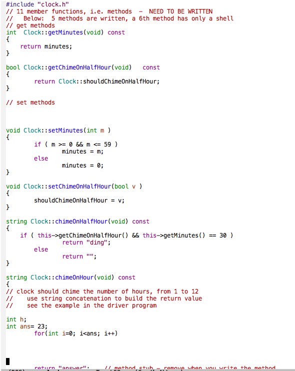 Solved Lesson 1 - Week 2 clock.h - Clock Class - 11 Member | Chegg.com