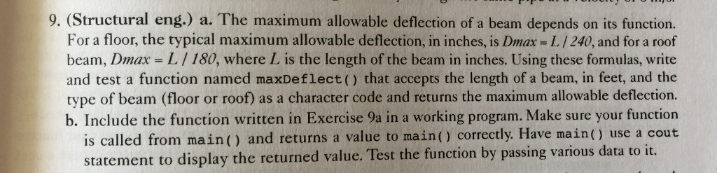 Solved al eng.) a. The maximum allowable deflection of a | Chegg.com