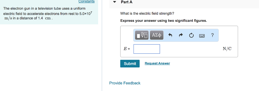 Solved Constants Part A The electron gun in a television | Chegg.com