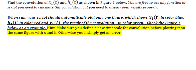 Solved Find the convolution of x1(t) and hi(t) as shown in | Chegg.com