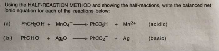 Solved Using the HALF-REACTION METHOD and showing the | Chegg.com