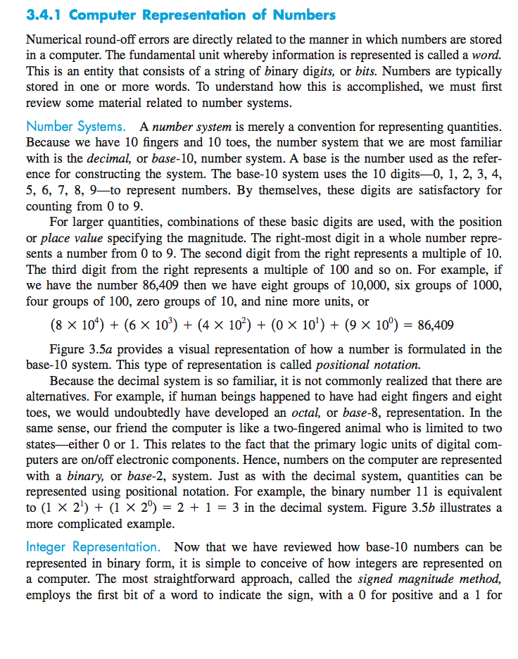 Solved 3.4.1 Computer Representation of Numbers Numerical | Chegg.com