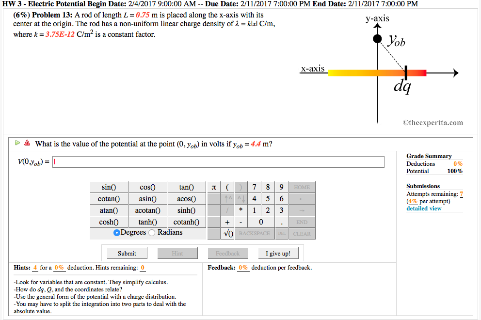 Solved Hw 3 Electric Potential Begin Date: 2/4/2017 9:00:00 | Chegg.com Solved Hw 3 Electric Potential Begin Date: 2/4/2017 9:00:00 | Chegg.com