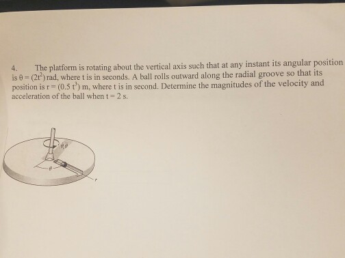 Solved The platform is rotating about the vertical axis such | Chegg.com