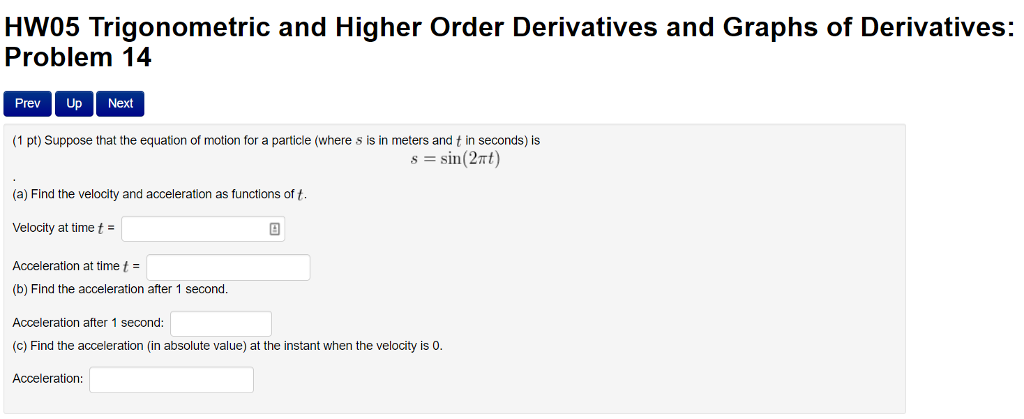 Solved HW05 Trigonometric and Higher Order Derivatives and | Chegg.com