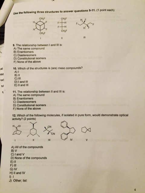 Solved Use the following three structures to answer | Chegg.com