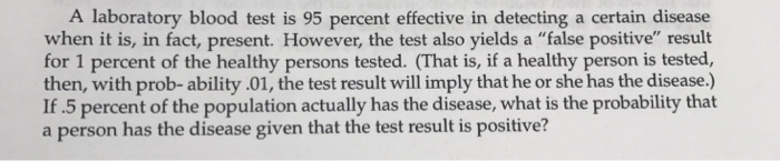Solved A laboratory blood test is 95 percent effective in | Chegg.com