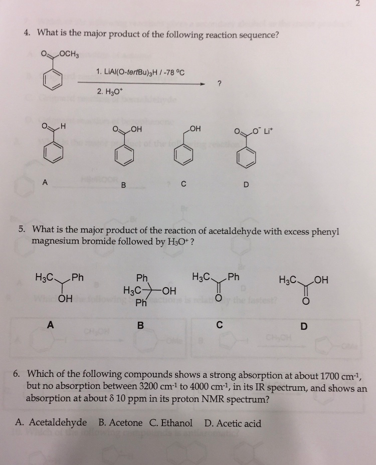 Solved 2 4. What is the major product of the following | Chegg.com Solved 2 4. What is the major product of the following | Chegg.com