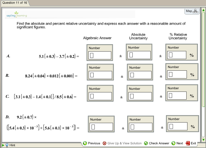 Solved Question 11 of 16 Map pling Find the absolute and | Chegg.com