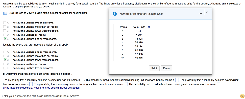 Solved A government bureau publishes data on housing units | Chegg.com