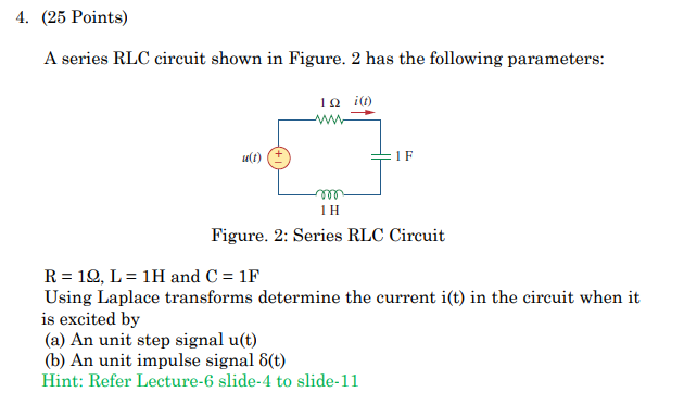 Solved 4. (25 Points) A series RLC circuit shown in Figure. | Chegg.com