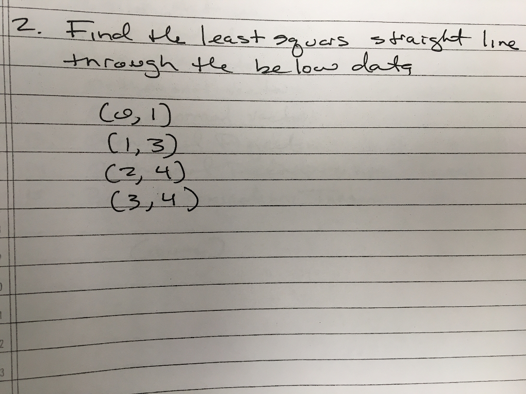 Solved Find the least straight line through the below data | Chegg.com