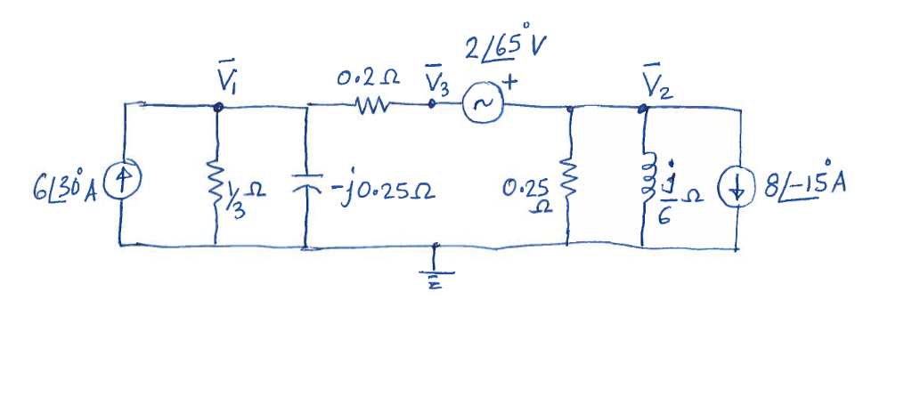 Solved Find the phasor voltages V1, V2, and V3 in the | Chegg.com